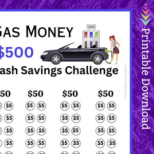 A6 Savings Challenge Printable Insert for Automobile Car Gas Station ...