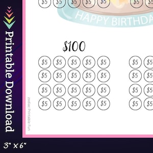 A6 Savings Challenge Printable Insert for Happy Birthday Money Saving ...