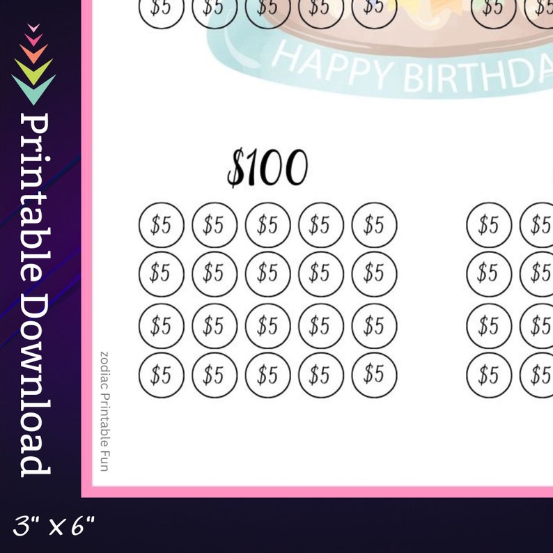 Birthday Savings Challenge Printable Insert, A6 Budget Tracker (PDF) - Etsy