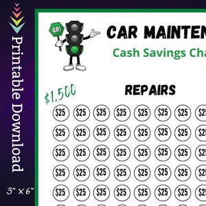A6 Car Savings Challenge Printable for Vehicle Maintenance Money Saving ...