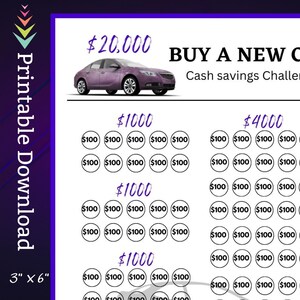 A6 New Car Savings Challenge Printable for First Car Money Saving ...