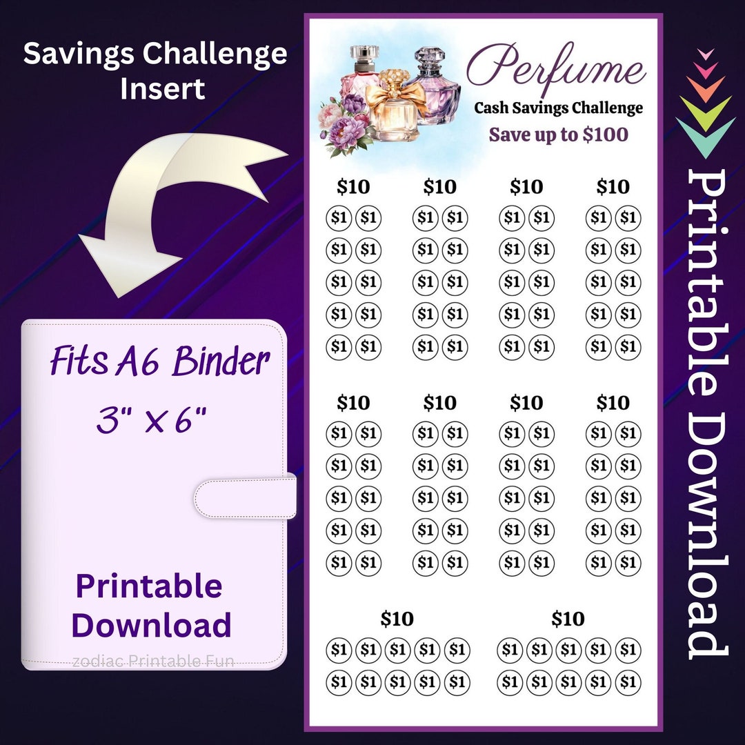 A6 Perfume Savings Challenge Printable for Women Sweet Perfume Spray ...