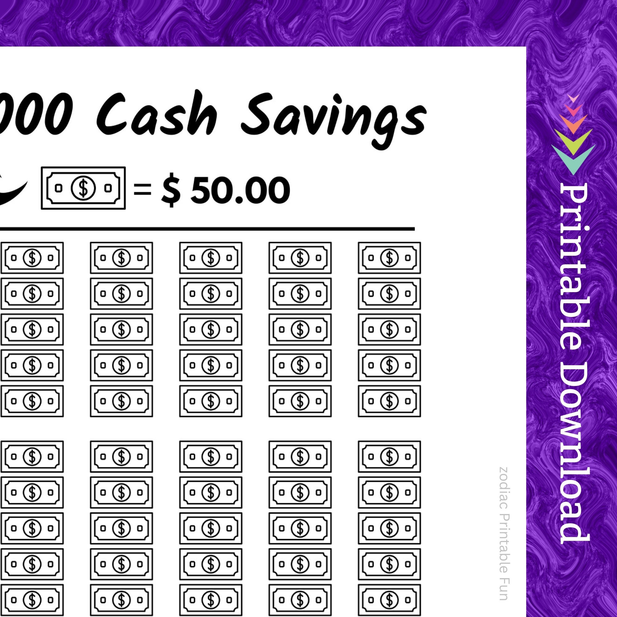 5k Money Saving Challenge Printable Save 5000 Dollars Sinking - Etsy ...