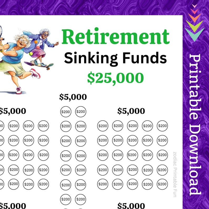 Retirement Savings Challenge Printable for Golden Years Sinking Fund ...