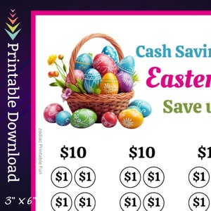 A6 Easter Savings Challenge Printable for Kids Easter Basket Cash ...