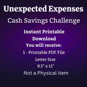 Unexpected Expenses Savings Challenge Printable for Paying Bills Money ...