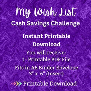 A6 My Wish List Savings Challenge Printable Binder Insert for All About ...