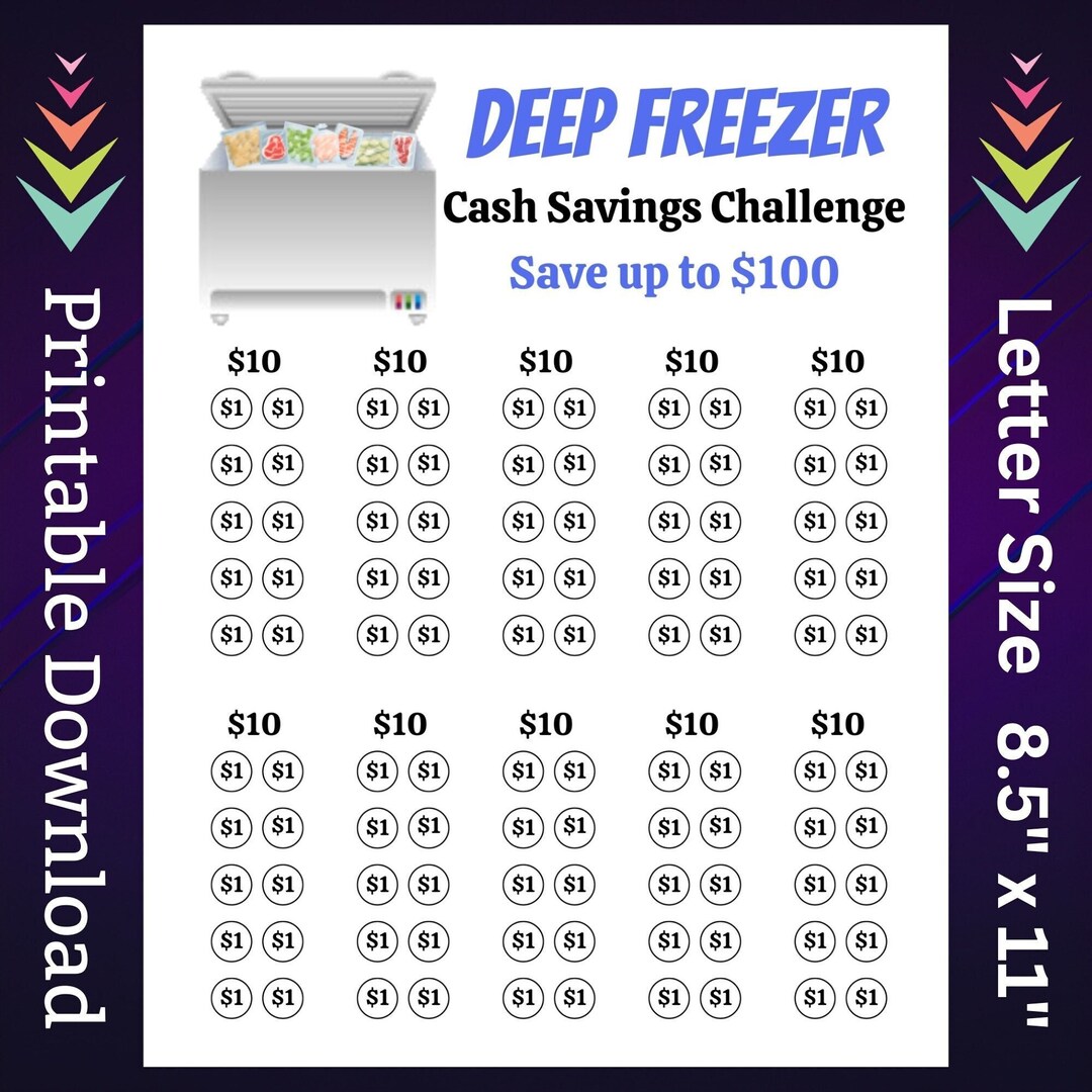 Deep Freezer Savings Challenge Printable Frozen Food Storage Chest ...