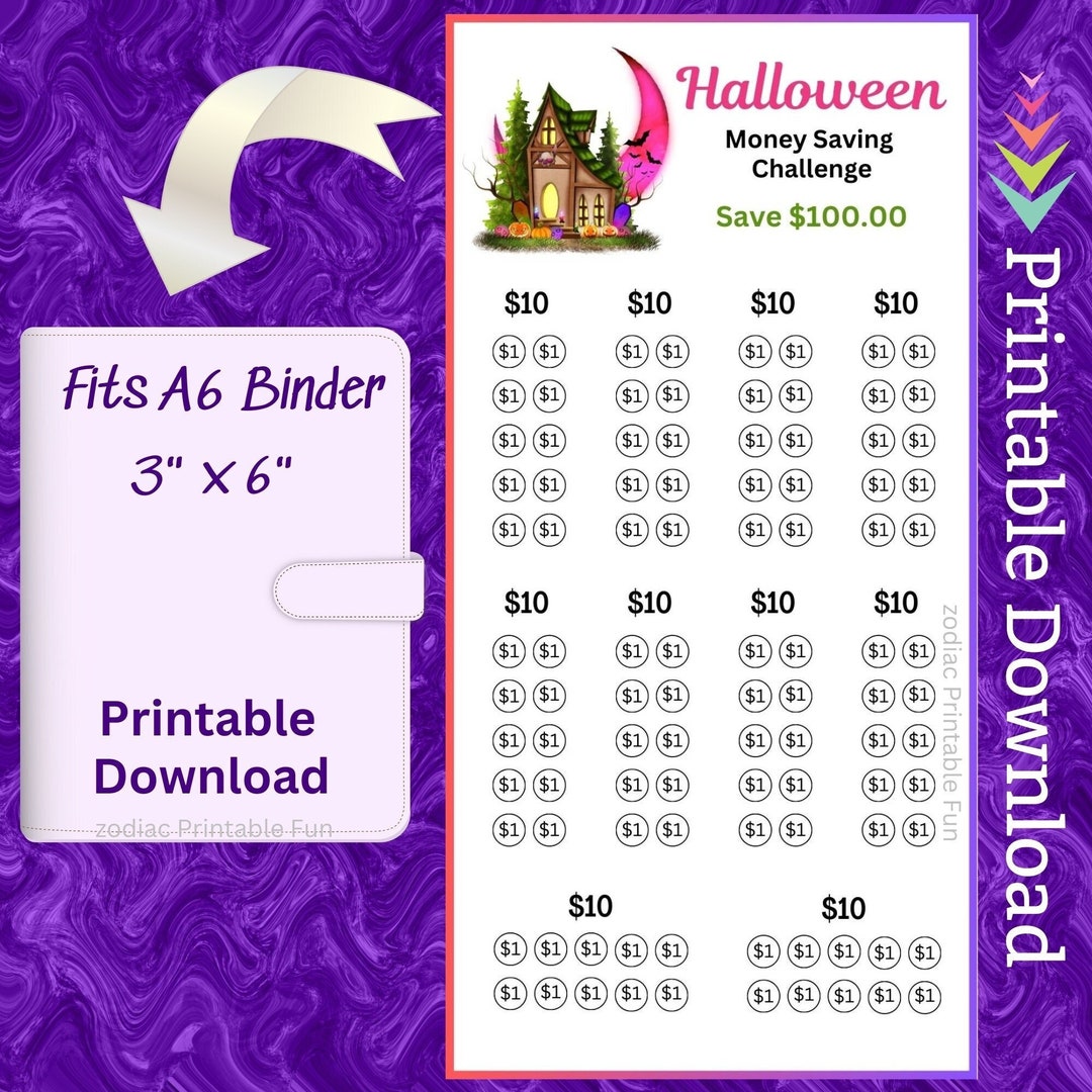 A6 Halloween Savings Challenge Printable Insert for Halloween Countdown ...