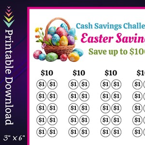 A6 Easter Savings Challenge Printable for Kids Easter Basket Cash ...