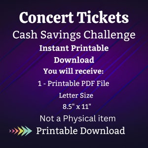 Concert Tickets Savings Challenge Printable for Music Concert Money ...