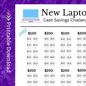 Laptop Savings Challenge Printable College School Student Computer ...