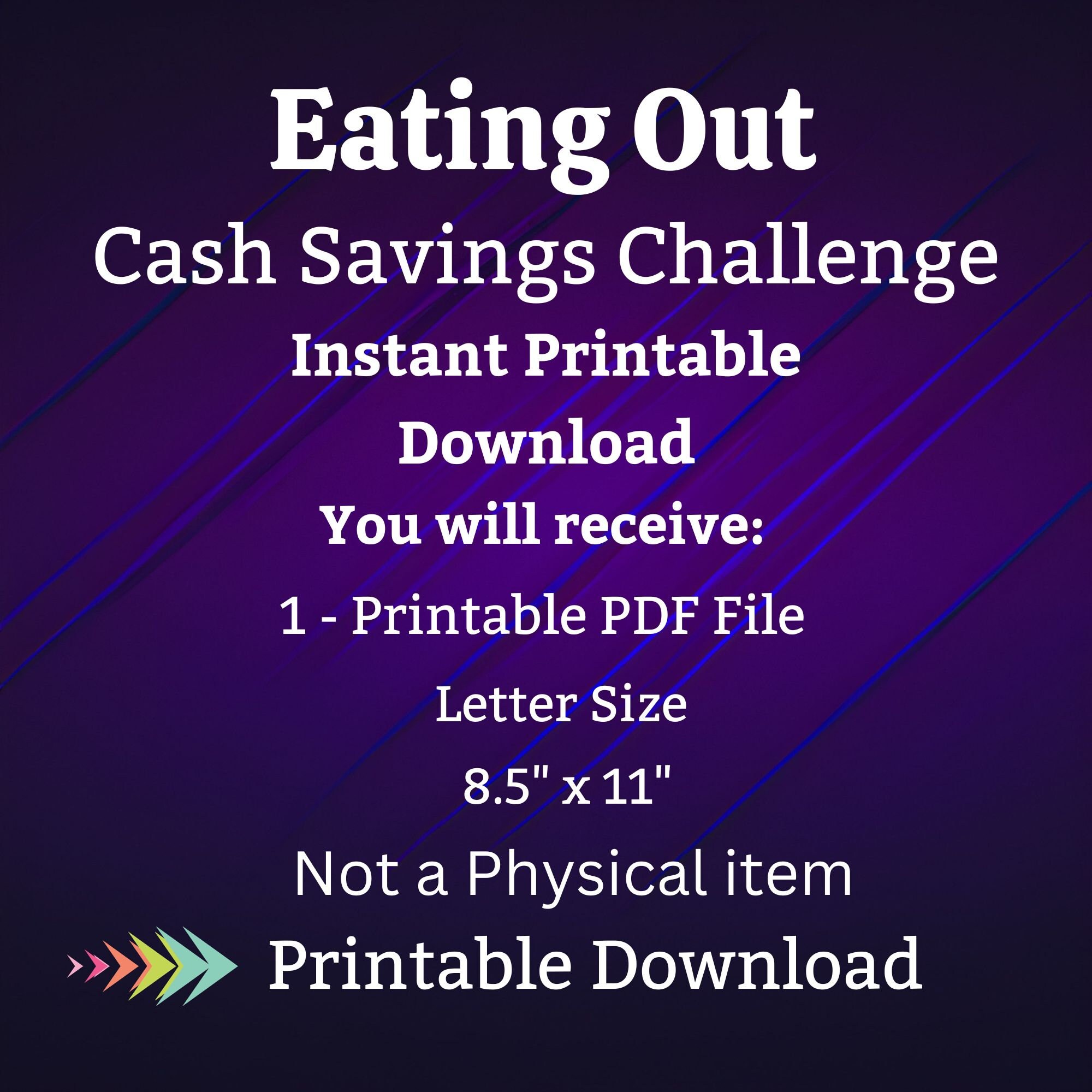 Eating Out Savings Challenge Printable for Family Food Night Out Money ...
