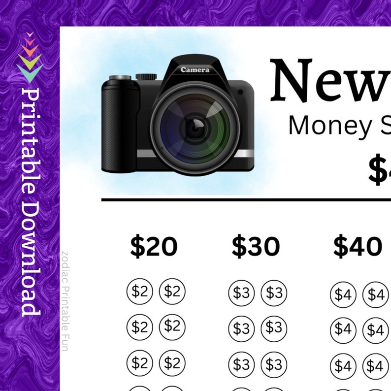 Camera Savings Challenge Printable Photography 35mm Film Camera Money ...