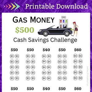 Gas Pump Savings Challenge Printable Car Maintenance Cash Saving Budget ...