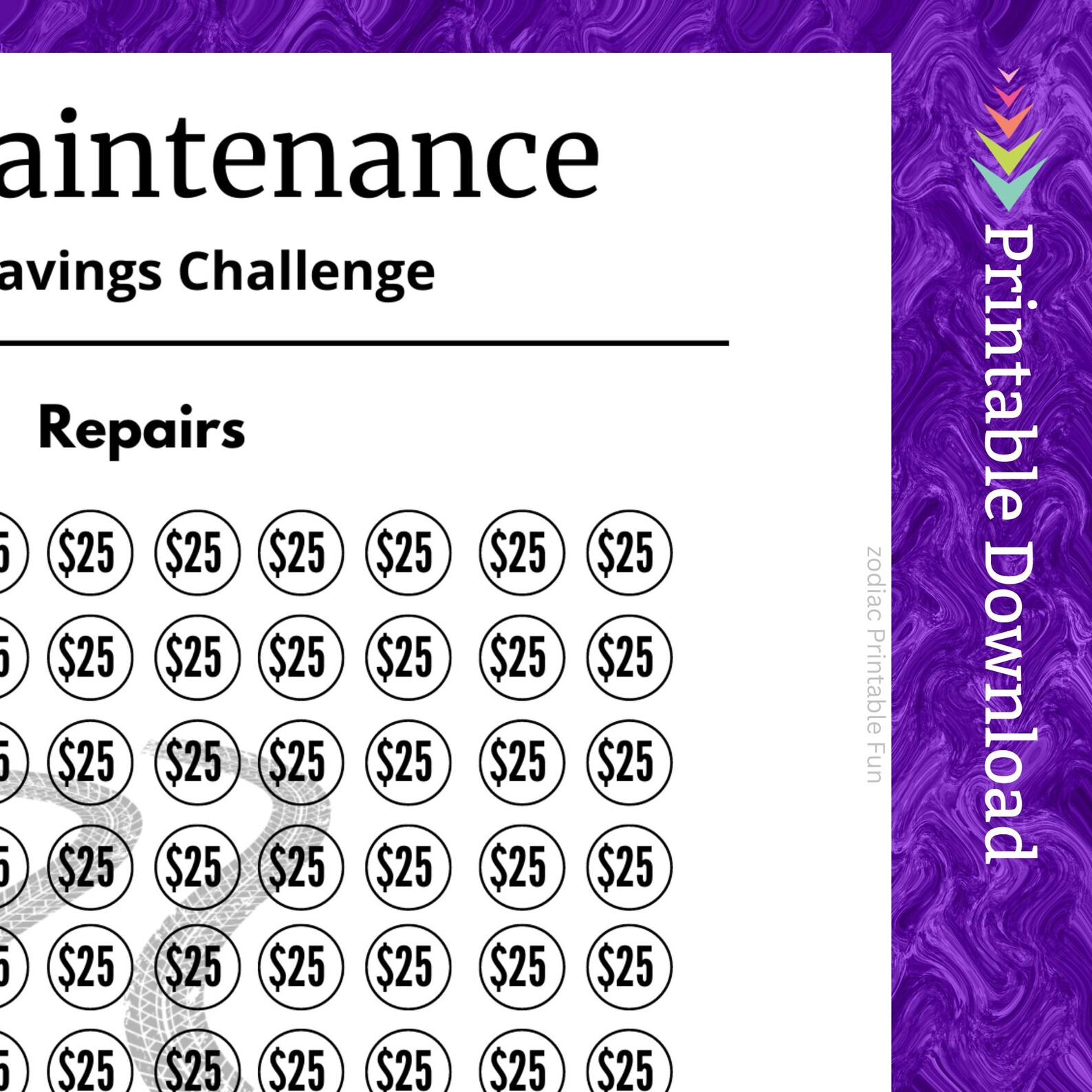 Car Maintenance Savings Challenge Printable for Men Guy Teen - Etsy