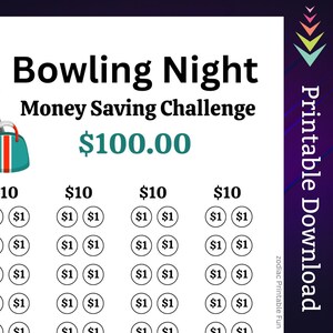 Bowling Night Savings Challenge Printable for Family Game Night Out ...
