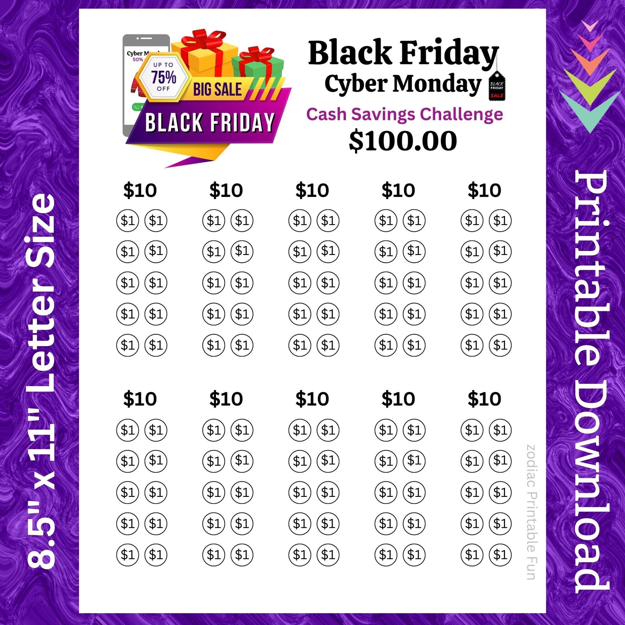Black Friday Savings Challenge Printable for Big Sales Day for - Etsy