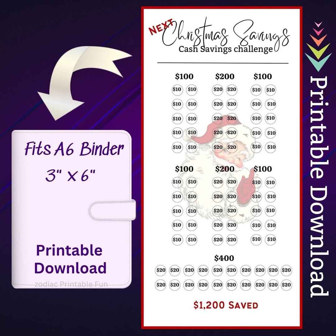 A6 Save Money for Christmas Challenge Printable for Holiday Countdown ...