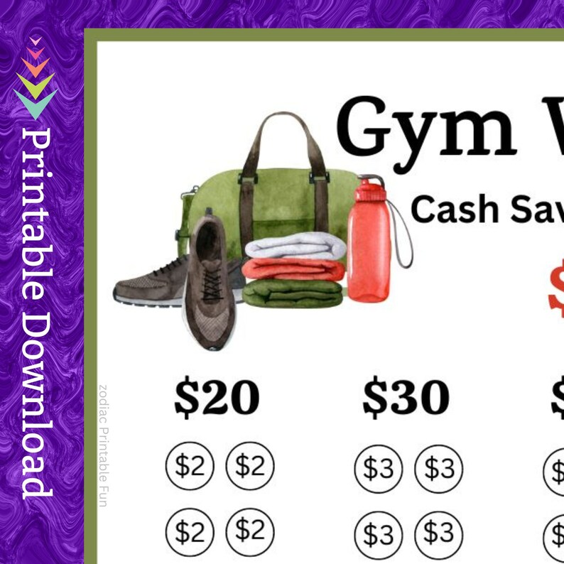 A6 Workout Planner Savings Challenge Printable for Home Gym Fitness ...