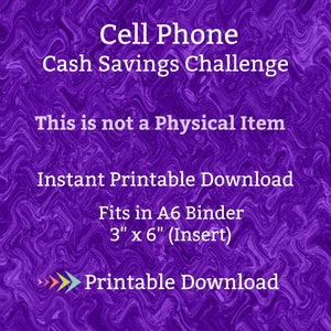 Smartphone Savings Challenge A6 Mini Budget Binder Insert Printable for ...