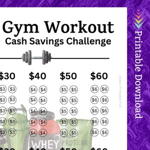 Workout Planner Savings Challenge Printable for Home Gym Fitness ...