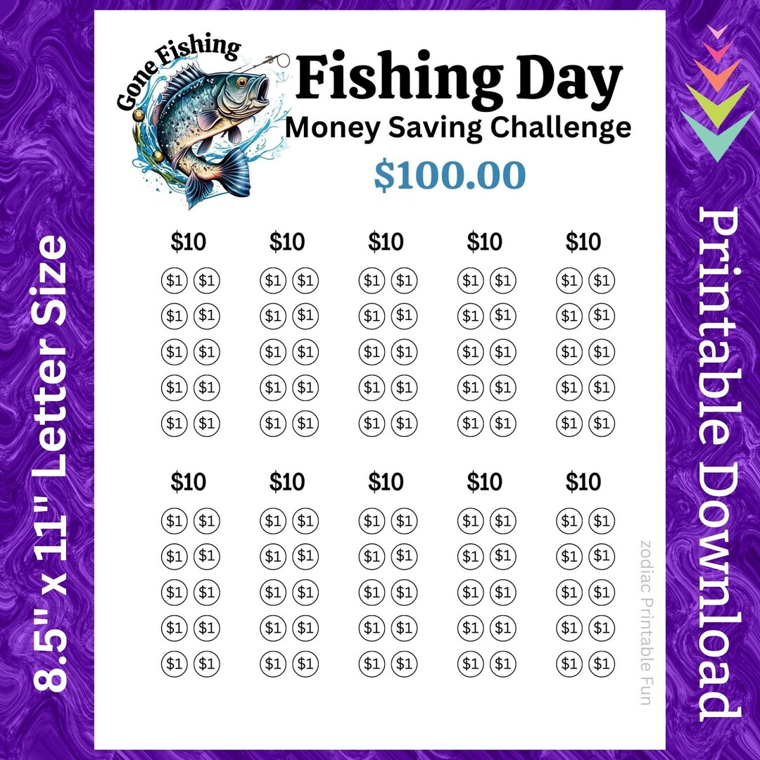 Fishing Trip Fund Savings Challenge Printable for Gift for Fisher for ...