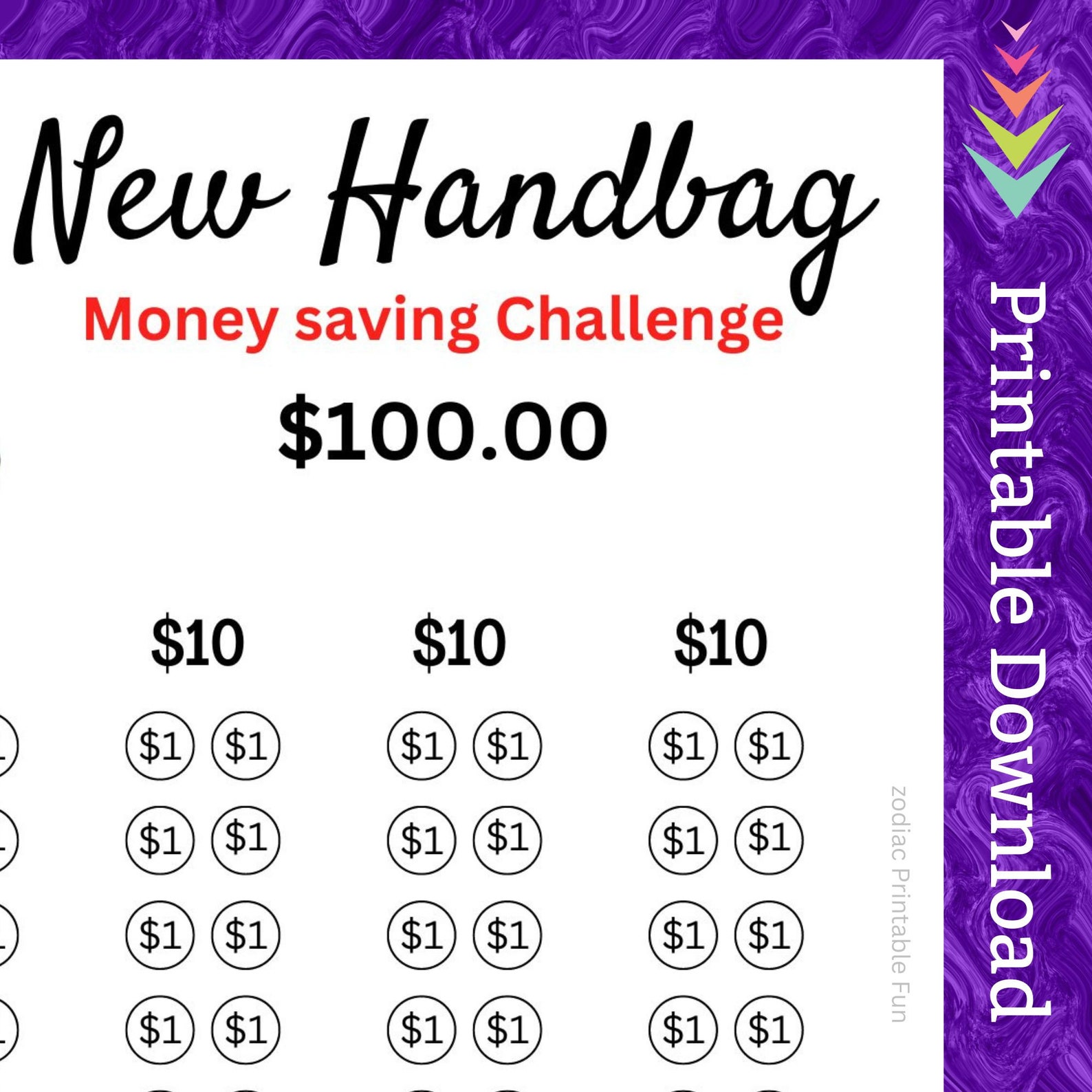 Handbag Savings Challenge Printable for Women Shoulder Bag for Low ...