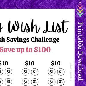 My Wish List Savings Challenge Printable All About Me Money Saving ...