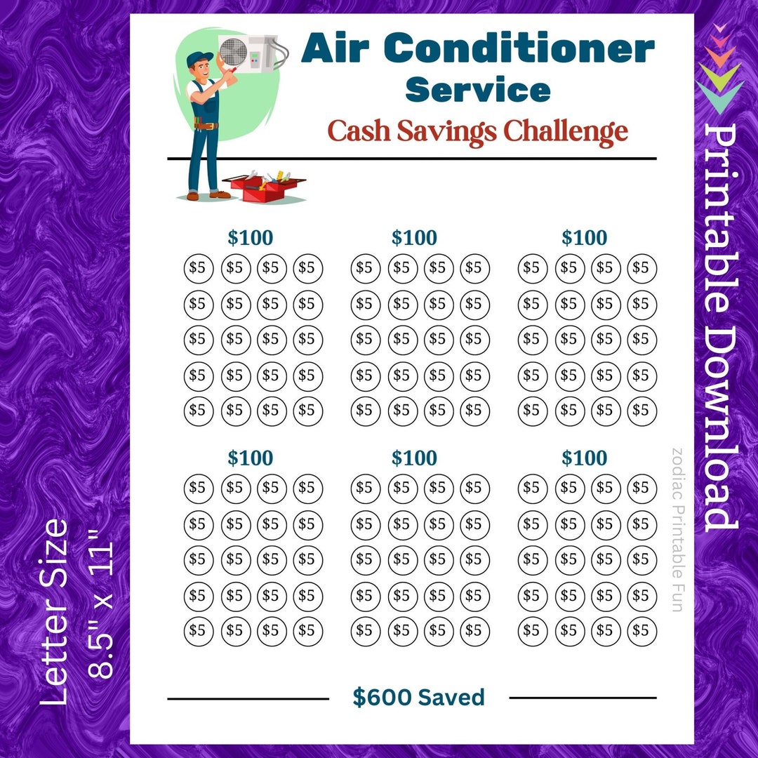 Air Conditioner Savings Challenge Printable Home Utilities Repair ...