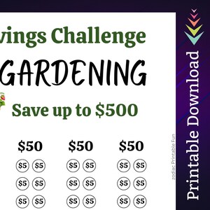 Gardening Savings Challenge Printable for Yard Maintenance Money Saving ...