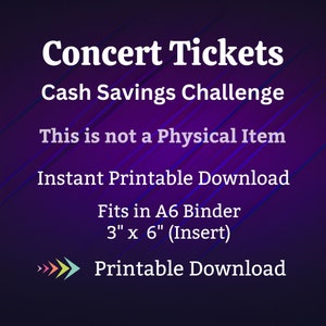 A6 Concert Tickets Savings Challenge Printable for Music Band Money ...