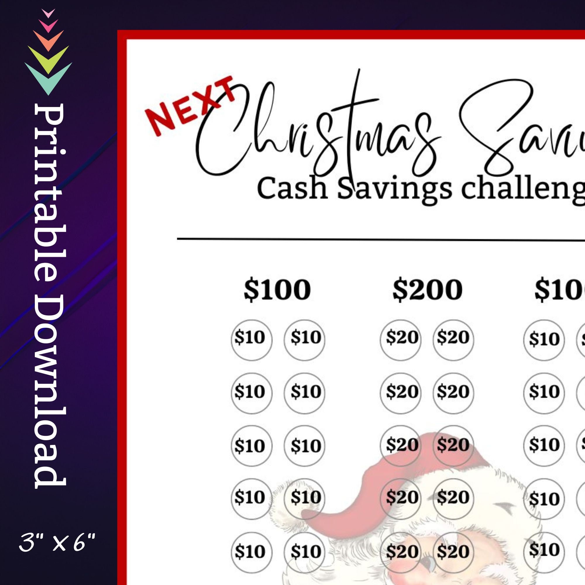 A6 Save Money for Christmas Challenge Printable for Holiday Countdown ...
