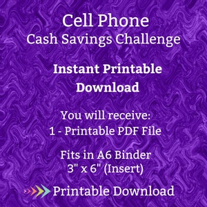 Smartphone Savings Challenge A6 Mini Budget Binder Insert Printable for ...