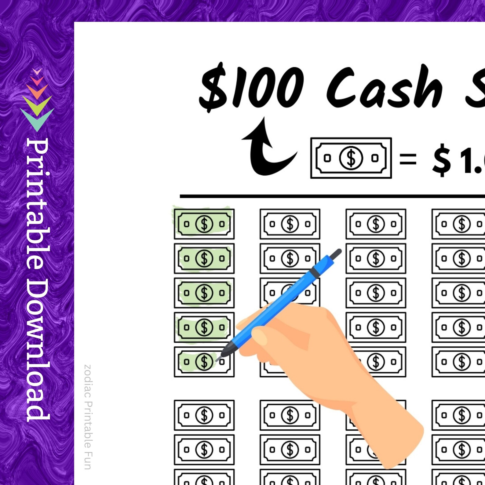 Save 100 Dollars Savings Challenge Printable Tracker - Etsy