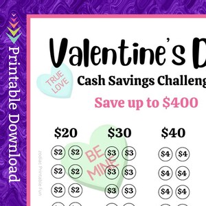 A6 Valentine Savings Challenge Printable Budget Binder Insert Money ...