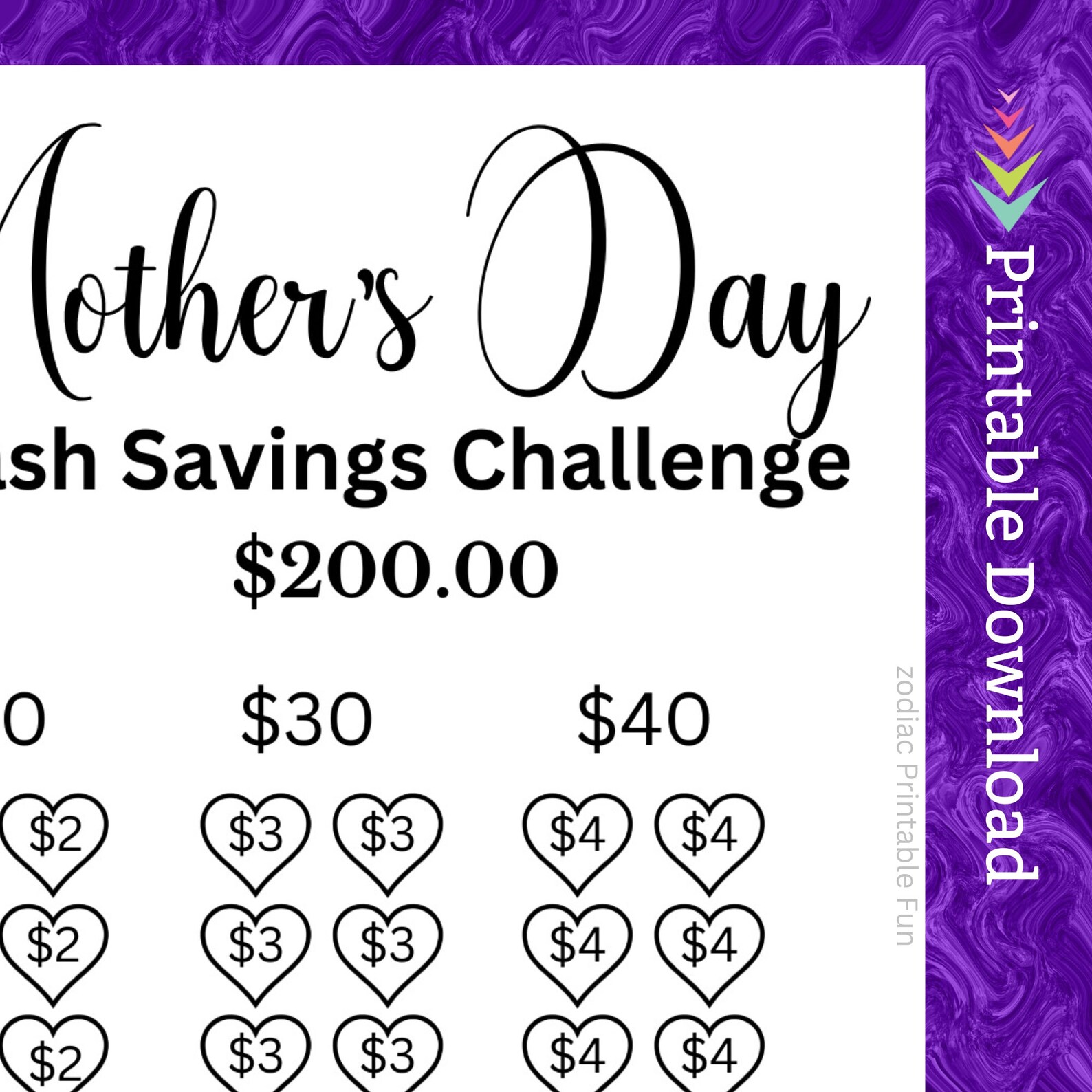 Mother Day Saving Challenge Printable for Gifts Flowers Candy for Mom ...