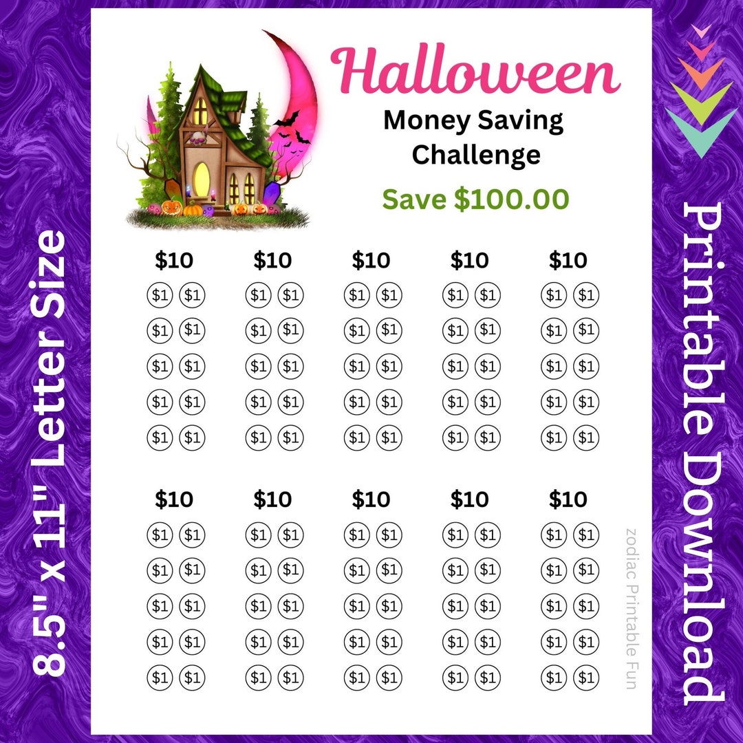 Halloween Savings Challenge Printable for Halloween Countdown for Fall ...