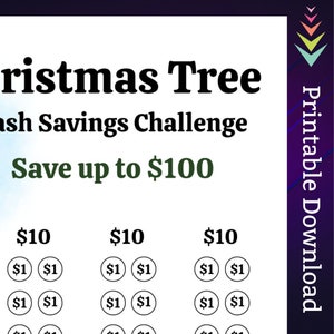 Christmas Tree Savings Challenge Printable for Holiday Evergreen Tree ...