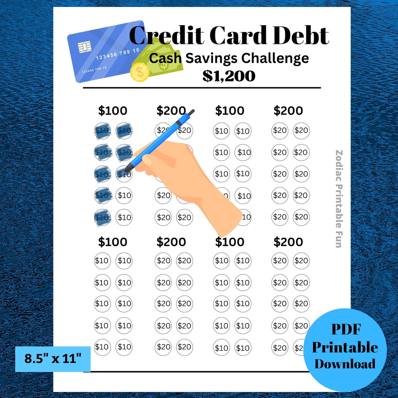 Credit Card Debt Payoff Tracker Saving Challenge Printable - Etsy