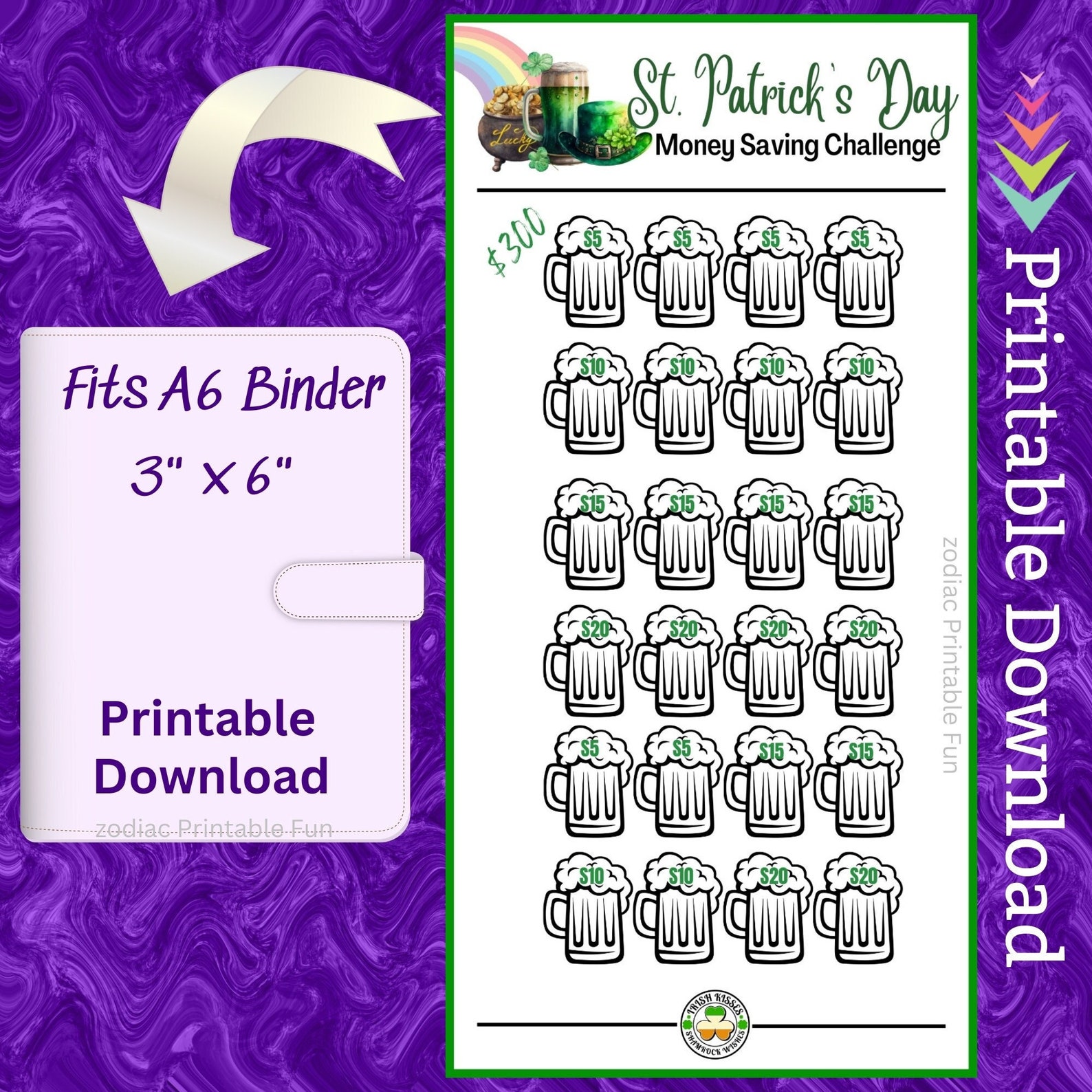 A6 St Patricks Day Savings Challenge Printable Budget Binder Planner ...