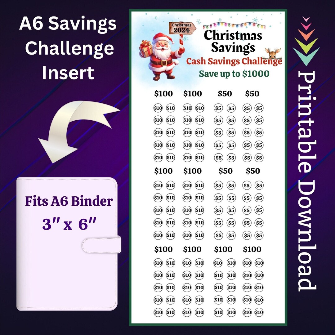 A6 Save Money for Christmas Savings Challenge Printable for Xmas ...