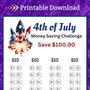 July 4th Printable A6 Savings Challenge Insert for Fourth of - Etsy