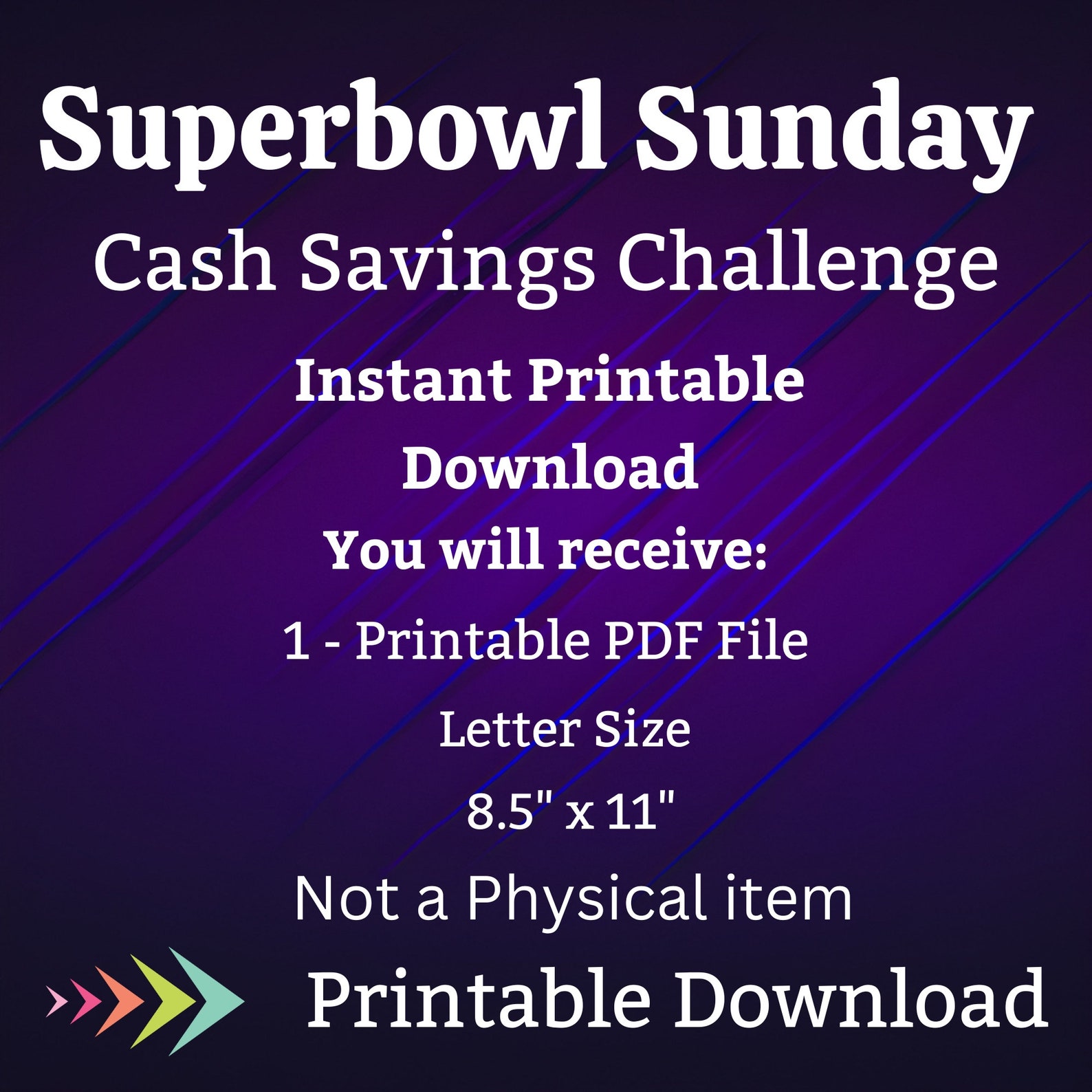 Superbowl Savings Challenge Printable for Football Fans Money Saving ...