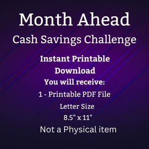 Monthly Budget Savings Challenge Printable for Month Ahead Paycheck ...