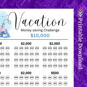 Family Vacation Cash Savings Challenge Printable for Saving Money for ...