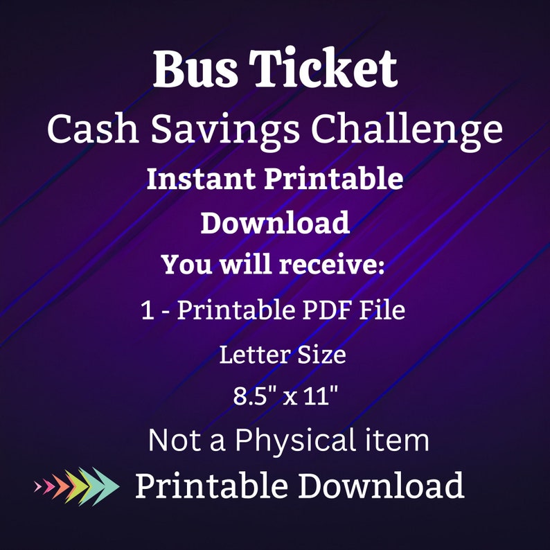 Bus Ticket Savings Challenge Printable for Weekend Getaway Money Saving ...