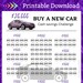 New Car Cash Savings Challenge Printable for Vehicle Purchase - Etsy