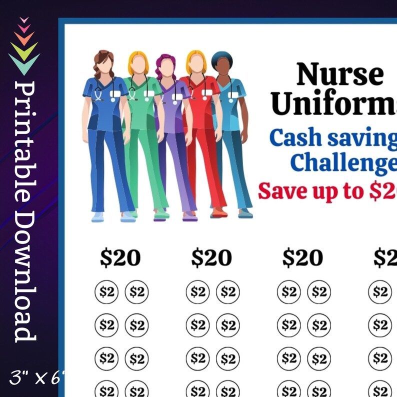 A6 Nurse Uniform Savings Challenge Printable for Medical Scrubs Money ...