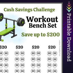 A6 Weightlifting Savings Challenge Printable for Workout Bench Set ...